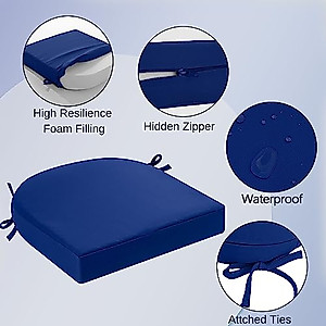 idee-home Outdoor Chair Cushions Set, Thick 3" Outdoor Seat Cushions Patio Furniture Waterproof with Ties, Dining Pads