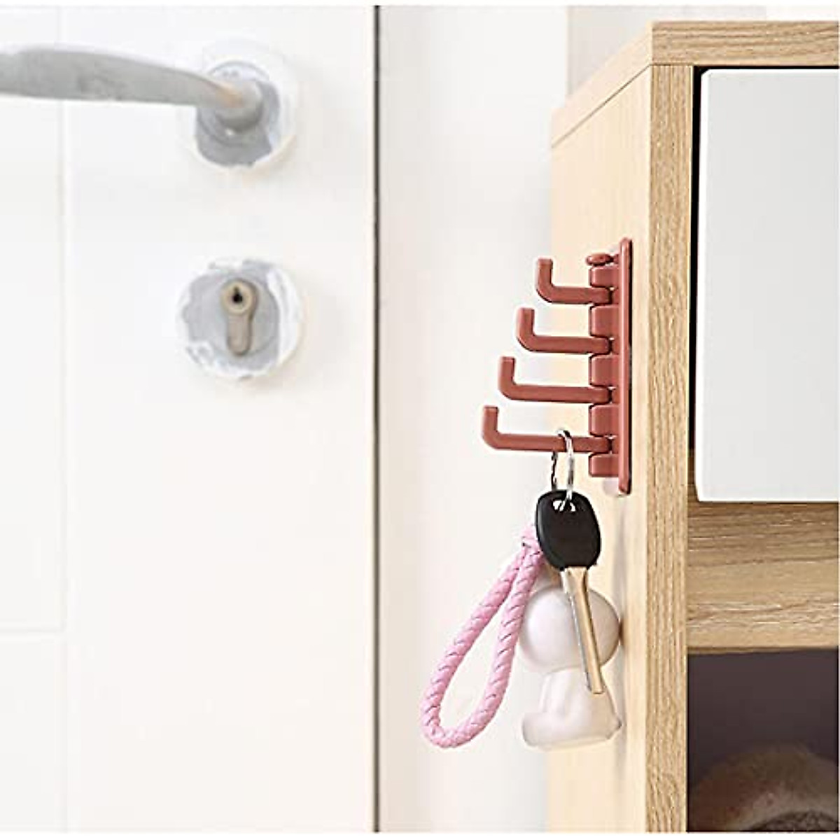 8pcs Colorful Rotating Sticky Wall Hooks for Kitchen Bathroom Wall,Adhesive Hook Hanger for Keys Towels Clothes Bags with 4 Color