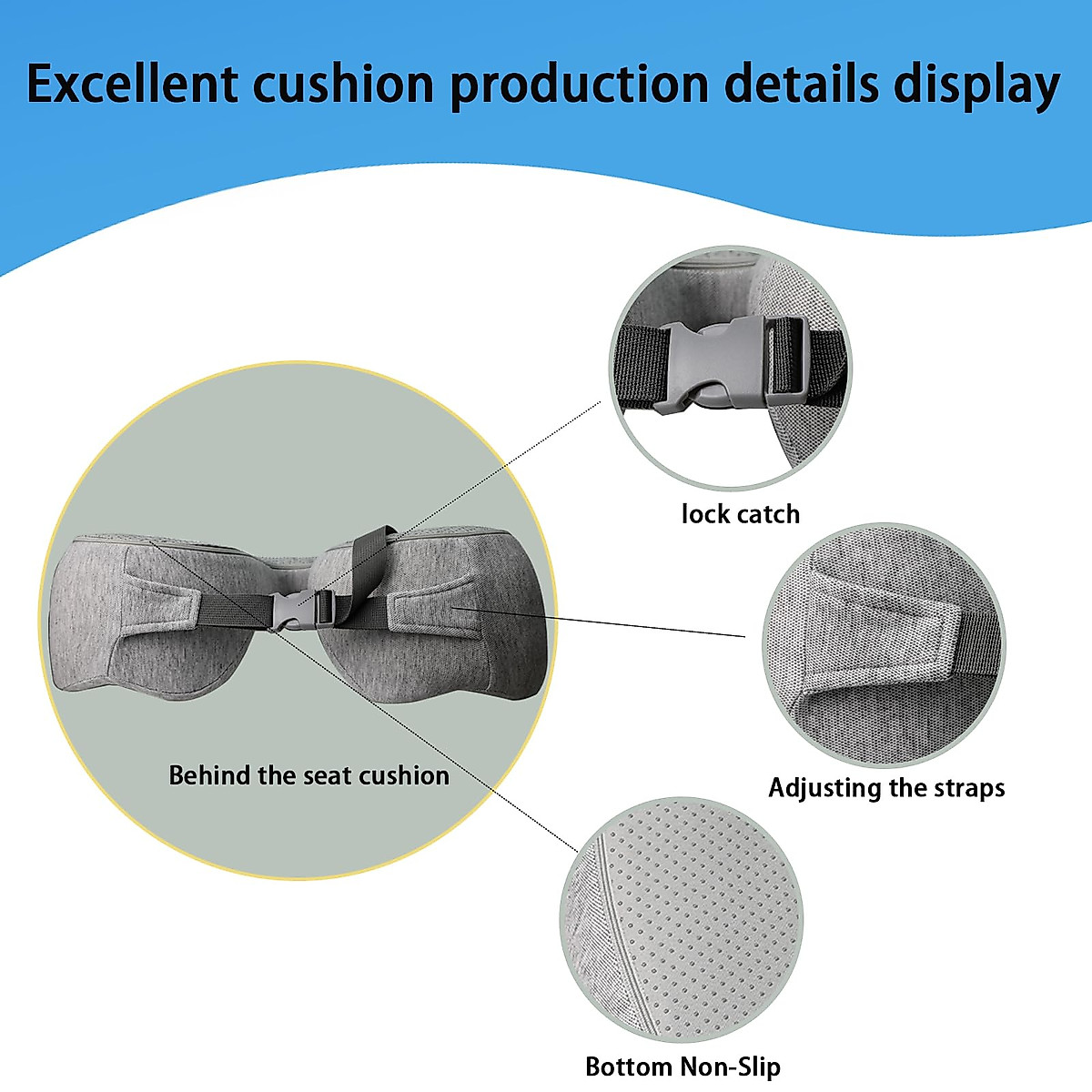 Homuno Office Chair Cushion, Extra Large Memory Foam Seat Cushion for Office Chair Pressure Relief Sciatica & Tailbone Pain Relief for Long Sitting, for Gaming Chair and Car Seat (Grey)