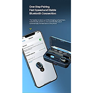 TWS Wireless Earbuds Bluetooth 5.1 Headphones Build in Mic HD Large Display Charging Box IPX7 Waterproof Voice Assistant Automatic Pairing USB Type-C Low Latency for Android iOS Windows Mac (Black)
