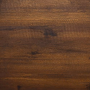 Walker Edison Rendezvous Modern 3 Piece Solid Acacia Wood Slat Back Outdoor Chair and Side Table Set, Set of 3, Dark Brown