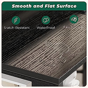 Huuger 55 inch Computer Desk with Adjustable Shelves, Gaming Desk with LED Lights & Power Outlets, Home Office Desk with Monitor Stand, Hooks & CPU Stand, Black