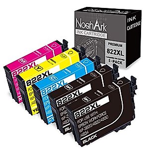 NoahArk 822XL Remanufactured Ink Cartridge Replacement for Epson 822 T822 T822XL High Yield for Workforce Pro WF-3820 WF-4820 WF-4830 WF-4833 WF-4834 Printer (2 Black,1 Cyan,1 Magenta, 1 Yellow)