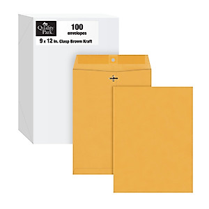 Quality Park 9 x 12 Clasp Envelopes with Deeply Gummed Flaps, Great for Filing, Storing or Mailing Documents, 28 lb Brown Kraft, 100 per Box (QUA37890)