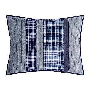 Nautica Home | Adleson Collection | 100% Cotton Reversible and Light-Weight Quilt Bedspread, Pre-Washed for Extra Comfort, Easy Care Machine Washable, Twin, Blue/Grey