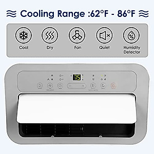 EUHOMY 14,000 BTU Quiet Portable Air Conditioner, Multifunctional Floor AC Unit With Dehumidifier, Exhaust Hose, Remote Control, Supplied With Window Installation Kit For Rooms Up To 450 Sq. ft, White