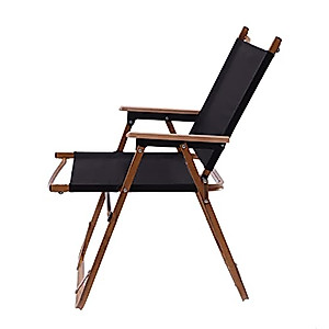 DYRABREST Outdoor Folding Camp Chair Wood Grain Portable Lawn Chairs 308 LBS Heavy Duty Travel Chair Aluminum Frame Lightweight Lounge Chair for Camping, Garden, Picnics, Patio, Beach (Black)