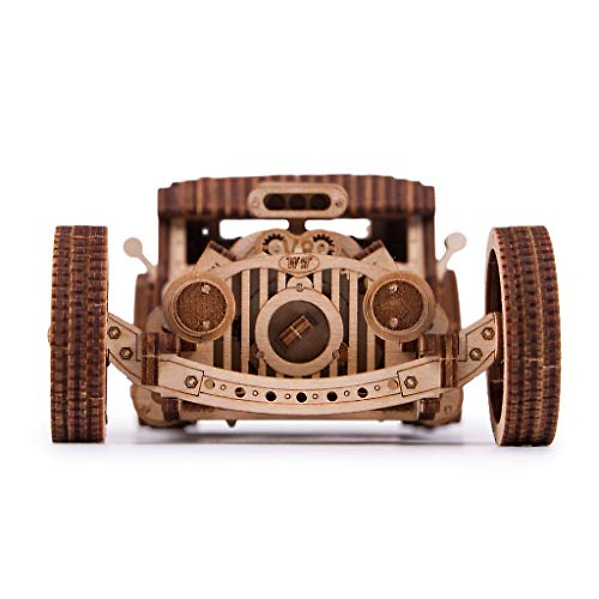 Wood Trick Hot Rod Wooden Model Car Kit to Build - Rides up to 32 feet - Detailed - 3D Wooden Puzzles for Adults and Kids to Build - Engineering DIY Mechanical Wood Model Kits for Adults