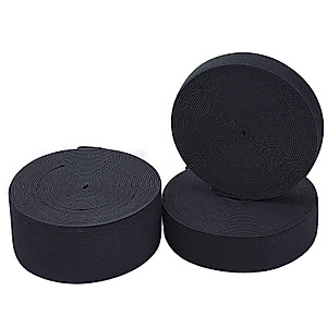 Sunmns 3 Rolls Sewing Stretch Elastic Band Spool, 3/5, 1, 1-1/2 Inch in Width, 5.5 Yards/Roll (Black)