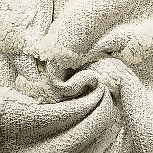 Americanflat 100% Cotton Throw Blanket for Couch - 50x60 - All Seasons Neutral Medium-weight Cozy Soft Blankets & Throws for Bed, Sofa or Chair.door or Outdoor Use [Beige Tufted Cotton]