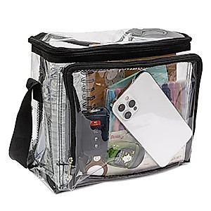 Clear Tote Bag Stadium Approved - Clear Sling Bag, Transparent See Through Small Purse for Men and Women, Beach Bag, Concert, Festival Necessities, Sports Stadium Bag, Work Shoulder Pack - 9x8x6