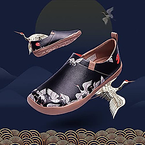 UIN Women's Walking Travel Shoes Slip On Microfiber Leather Casual Loafers Lightweight Comfort Fashion Sneaker Crane in Dark (8)