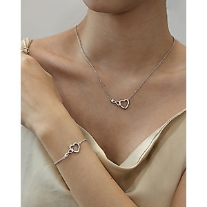 FANCIME Infinity Heart Necklace 925 Sterling Silver Cubic Zirconia CZ Simulated Diamond Infinity Love Pendant Necklaces Fine Jewelry Anniversary Birthday Gifts for Women Mom Her