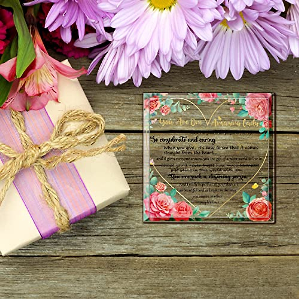 Acrylic Christian Gift for Women Friendship Gift Thank You Gift Inspirational Gift Easter Gift Cardinal Gift for Her Crystal Table Decor Office Desk Sign (Flower Style)