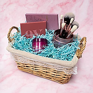 MagicWater Supply Crinkle Cut Paper Shred Filler (4 oz) for Gift Wrapping & Basket Filling - Diamond Pastel Blue