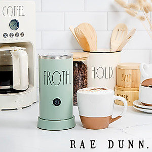 Rae Dunn Electric Milk Frother Steamer -Stylish Automatic Milk Steamer and Frother, Milk Warmer, Hot and Cold Foam Maker for Coffee, Latte, Cappuccino, Macchiato - 550 Watt (Sage)