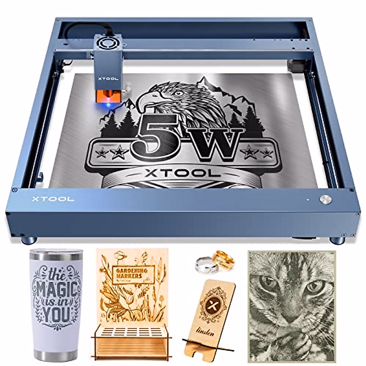 xTool D1 Pro Upgraded Laser Engraver, 5W Output Power Laser Cutter, 36W Higher Accuracy Laser Engraving Machine, Laser Engraver for Wood and Metal, Paper, Acrylic,Glass, Leather etc