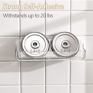 UDD Acrylic Shower Caddy Adhesive Shelf, 2pc Plastic Shower Organizer with Self Adhesive Tape, No Drilling Clear Wall Mount Shower Shelves for Bathroom Kitchen, Clear