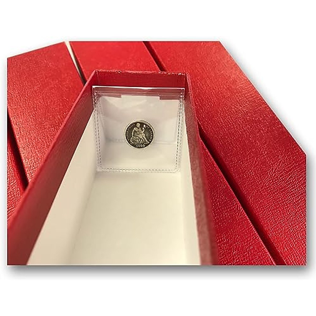 Guardhouse 9" Single Row Storage Box for 2" Paper and Plastic Coin Holders 5 Pack Red