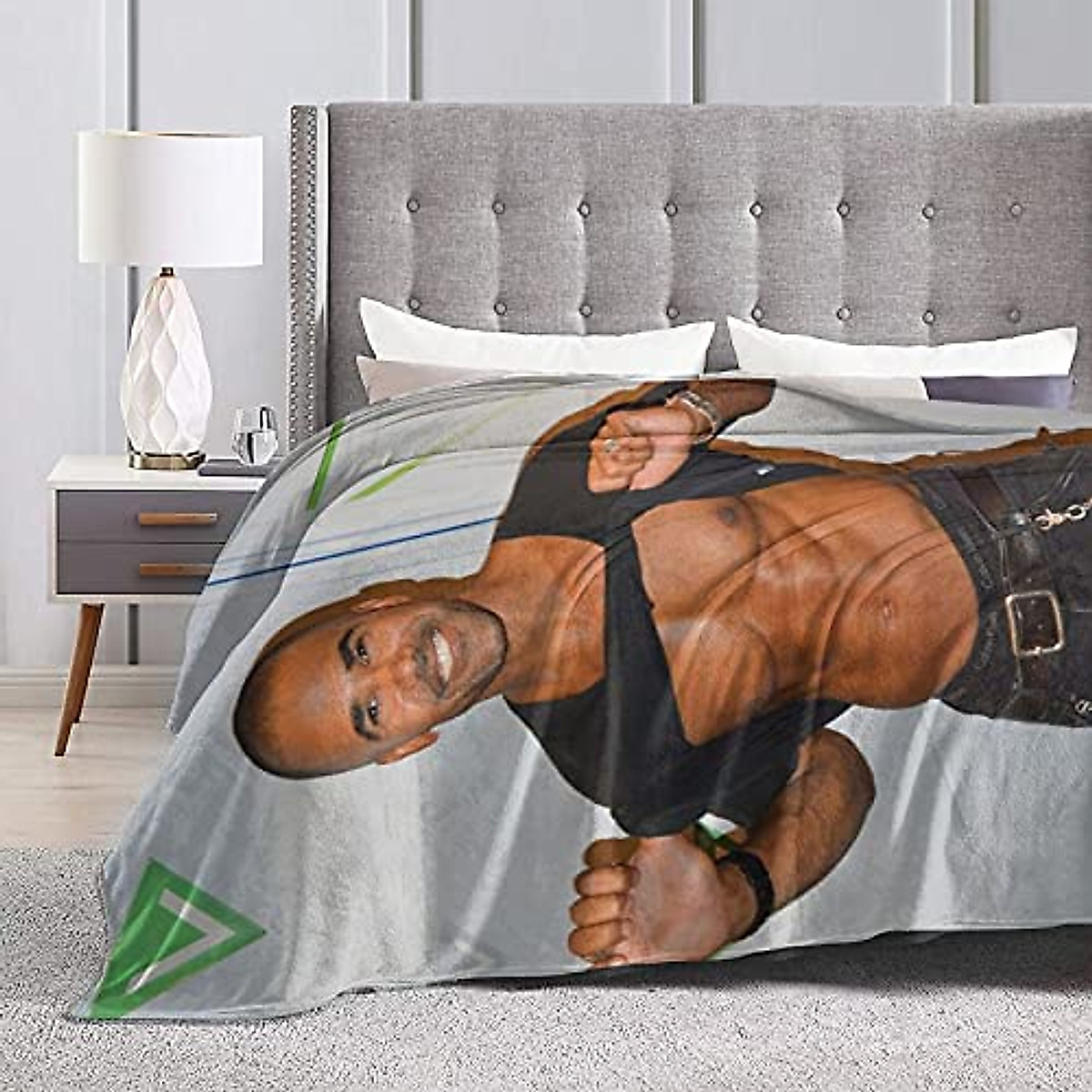 Shemar Moore Soft and Comfortable Warm Fleece Blanket for Sofa,Office Bed car Camp Couch Cozy Plush Throw Blankets Beach Blankets … (Black, 60"x50")