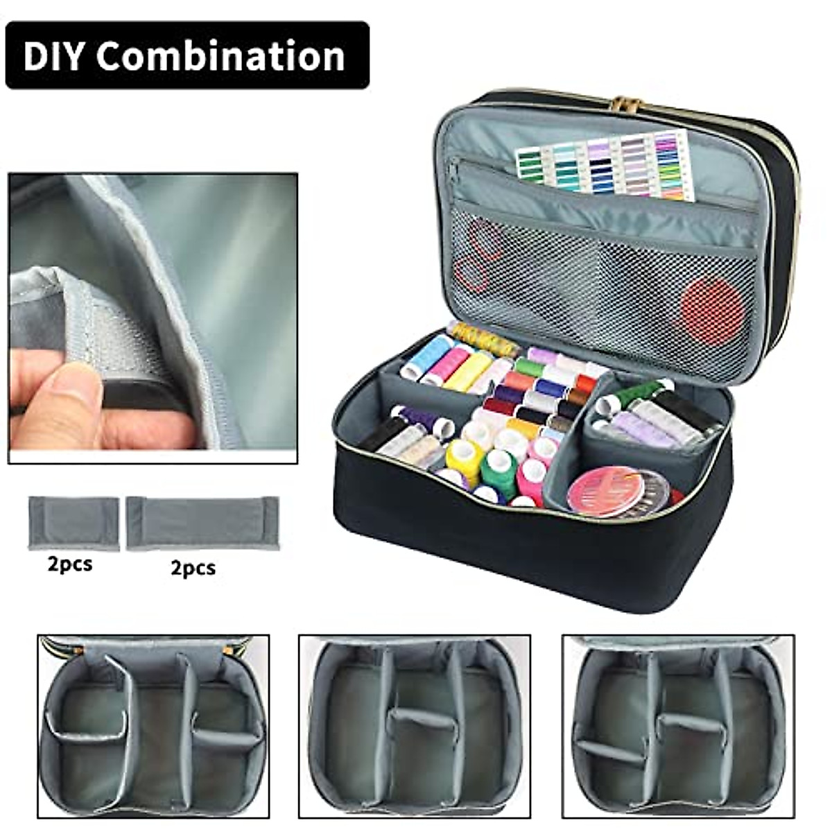 Colaxi Sewing Accessories Storage Box Multifunction Supplies Portable Pouches Tools Durable Wear Resistant Gift for Buttons Embroidery Clips Office