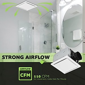 Homewerks 7140-110 Bathroom Fan Ceiling Mount Exhaust Ventilation, 2.5 Sones, 110 CFM, White