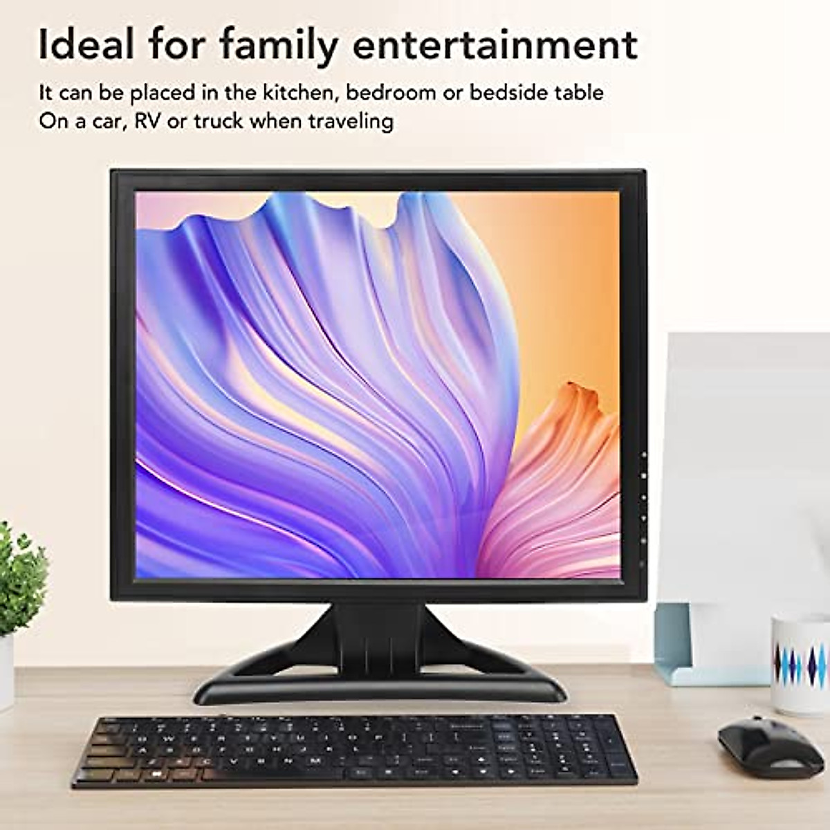 17 Inch LED Monitor with VGA, AV, BNC, DC, USB, HD Multimedia Interface, 1280x1024 Portable Computer Monitor with Dual Speakers and Remote Control for Family Entertainment