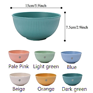 BanYakong Wheat Straw Bowls Set 24 OZ,Unbreakable Large Cereal Bowls Set of 6 Microwave and Dishwasher Safe BPA Free And Reusable Lightweight Bowl For Rice Noodle Soup Snack Salad Fruit