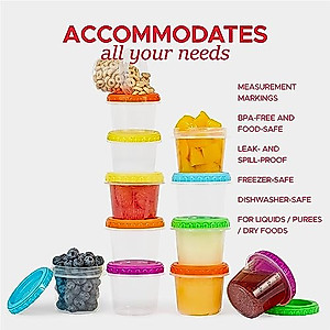 Tafura Small Lunch Containers [12 Pack] 4 Oz. Small Containers with Lids | Snack Containers for Lids | Condiment Containers for Puree, Snacks, and More | Reusable, BPA Free