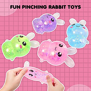 Easter Basket Stuffers,Easter Basket Essentials,4pcs Squishy Easter Bunny Stress Balls for Adults,Kids,Easter Toys Stress Relief Fidget Balls,Easter Party Favors for Kids,Easter Basket Ideas Gifts