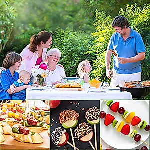 Natural Bamboo Skewers 6 Inch, Kids Friendly/True Semi Pointed, For Fruit Kabobs Kebab Swizzle Appetizer Chocolate Fountain Fondue BBQ, Wooden Sticks For Cake Pop, Lollipop, Size Choices 4.3”,8”,10”