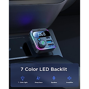 2023 Upgrade Bluetooth 5.3 FM Transmitter Car Adapter [Stronger Dual Mics & HiFi Deep Bass Sound] 48W PD& QC3.0 USB C Car Charger Cigarette Lighter Adapter, Hands-Free Calling Radio Stereo Receiver