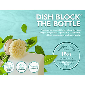 NO TOX LIFE Vegan Dish Block, 6 oz – A Solid Dish Soap for Effective Cleaning of Dishes, Pots and Pans – Ultra-Concentrated Biodegradable Formula – Fragrance and Dye Free – 2 Pack