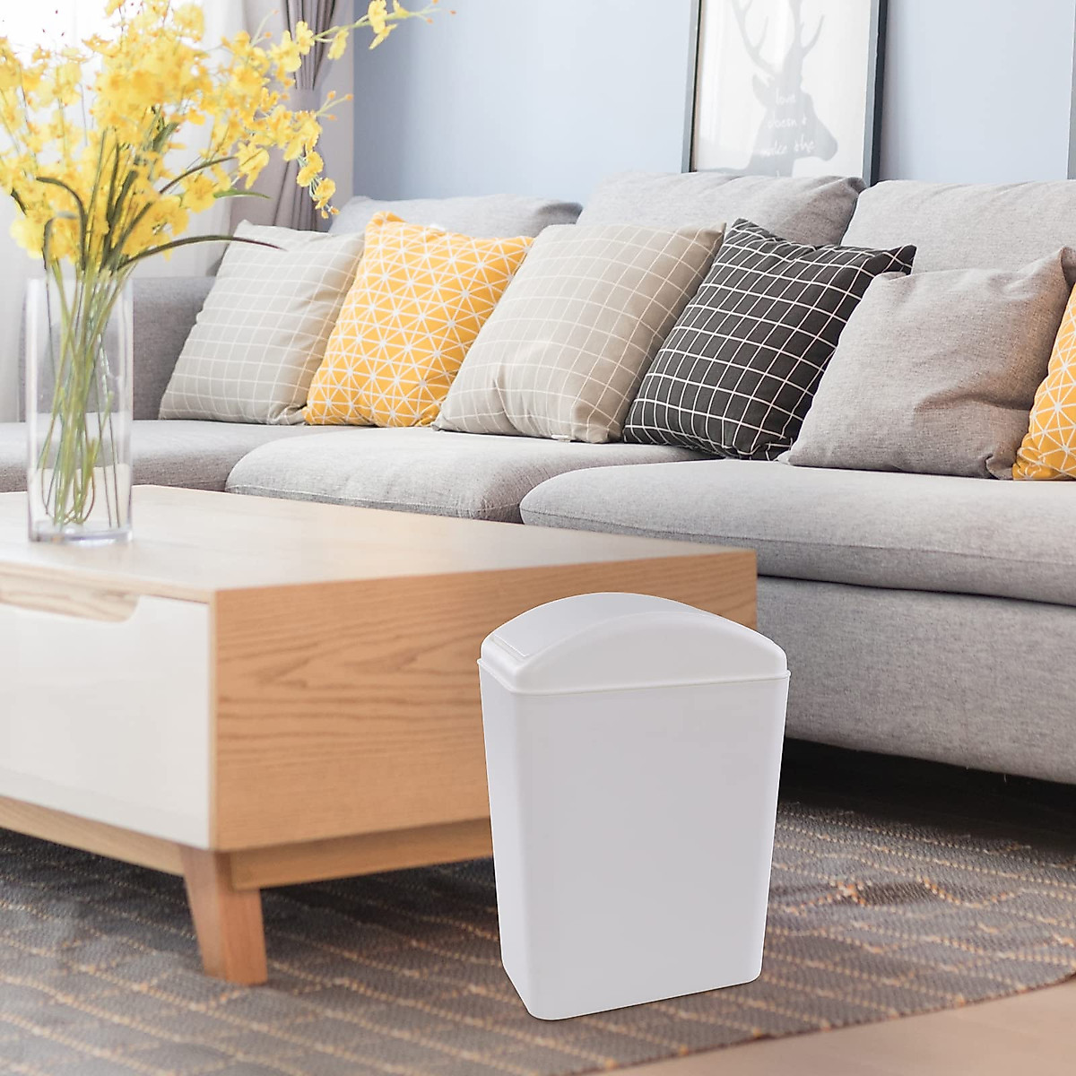 Begale 1-Pack 4.5 Gallon Plastic Swing Trash Can, Swing Lid Waste Can, White