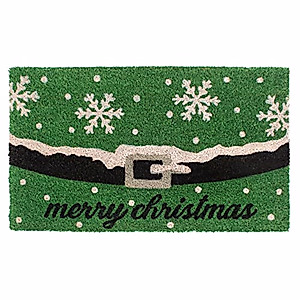 Rugsmith Green Tufted Holiday Merry Christmas Snow Flakes Area Rug Doormat, 18" x 30"