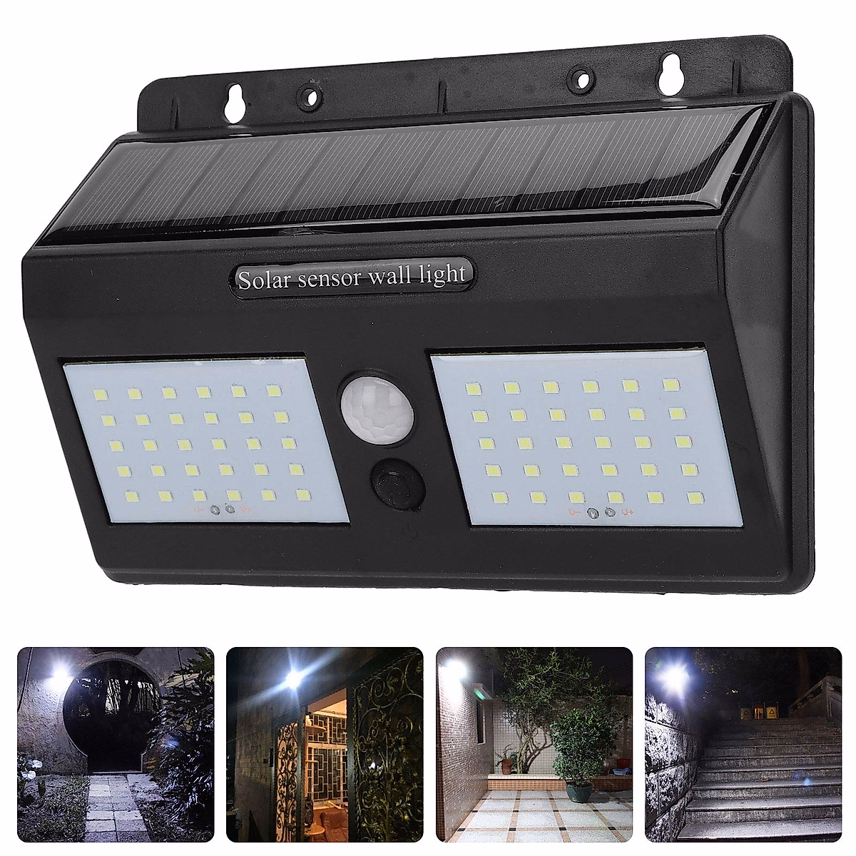 60 LED Solar Lights Outdoor, 90-120° Wide Angle PIR Sensor Lights, 5.5V 1.2W Solar Induction Garden Wall Light Lamp