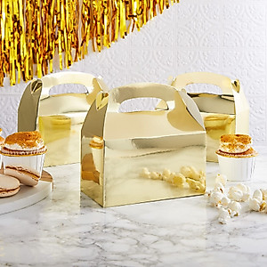 Juvale Gold Gable Boxes for Birthday Treats, Wedding Party Favors (6.2 x 3.6 x 3.4 In, 24 Pack)