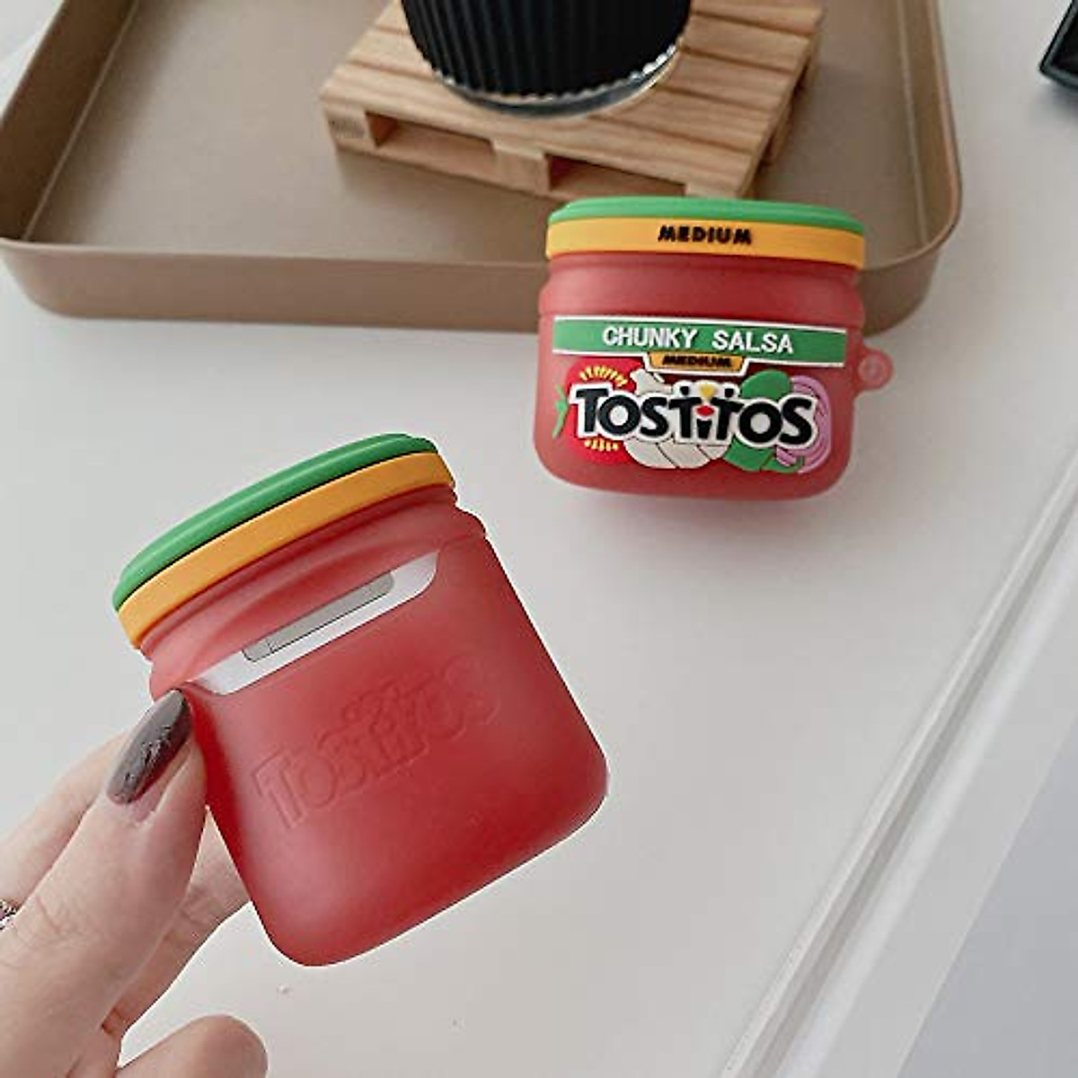 UB Tengin Case for AirPods 1&2, 3D Cute Cartoon Funny Cover Food Drink Bottle Soft Silicone Design，Accessories with Keychain,for Girls Boys Teens Kids Dedicated AirPods Case (tostitos)