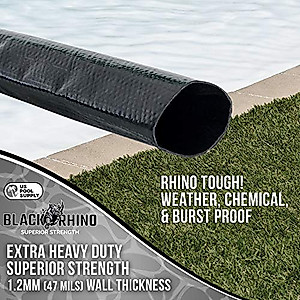 U.S. Pool Supply Black Rhino 2" x 100' Pool Backwash Hose with Hose Clamp - Extra Heavy Duty Superior Strength, Thick 1.2mm (47 mils) - Weather Burst Resistant - Drain Clean Swimming Pools and Filters