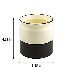 Ceramic Utensil Holder Double Layer kitchen Utensil Holder for Countertop with Drainage Holes Utensil Crock for Farmhouse Kitchen Decor. (0.68)