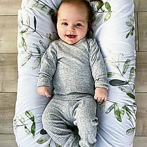 Eurobuy Baby Loungers Cover Floral Newborn Lounger Cover Removable Slipcover Washable Soft Lounger Cover Nest Cover for Baby Boys Girls(Lounger not Included) (Leaf Pattern)