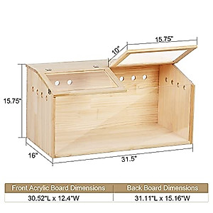 COZIWOW Wooden Hamster Cage, Animal Cabinet for Dwarf Syrian Hamsters Degus, Hamster Habitat with Openable Top and Large Acrylic Sheets, Small Animal Cage for DIY, Wood Color