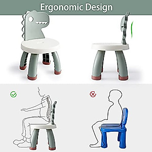 Toddler Chair,Plastic Kids Dino Chair,Sturdy Durable and Lightweight Toddler's Activity Chairs,Anti-Slip Ergonomic Design Kids Step Stool,Indoor or Outdoor Use for Boys Girls Aged 1+ (Green)