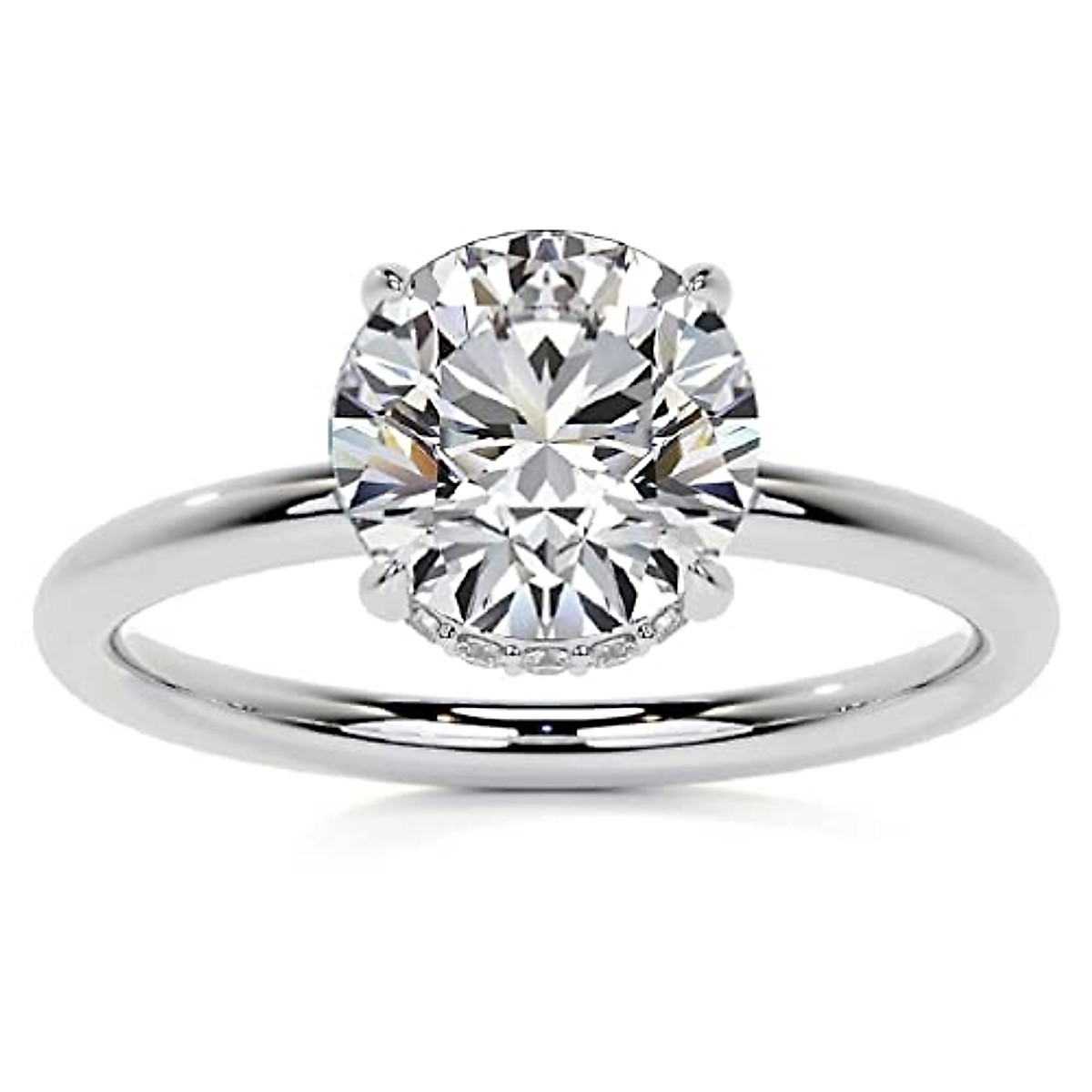 10K Solid White Gold Handmade Engagement Ring 3.00 CT Round Cut Moissanite Diamond Solitaire Wedding/Bridal Ring Set for Women/Her, for Wife