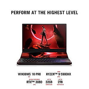 ASUS ROG Zephyrus Duo SE 15 Gaming Laptop, 15.6” 300Hz FHD IPS Type Display, NVIDIA GeForce RTX 3080, AMD Ryzen 9 5900HX, 32GB DDR4, 1TB PCIe SSD, Per-Key RGB Keyboard, Windows 10 Pro, GX551QS-XS98
