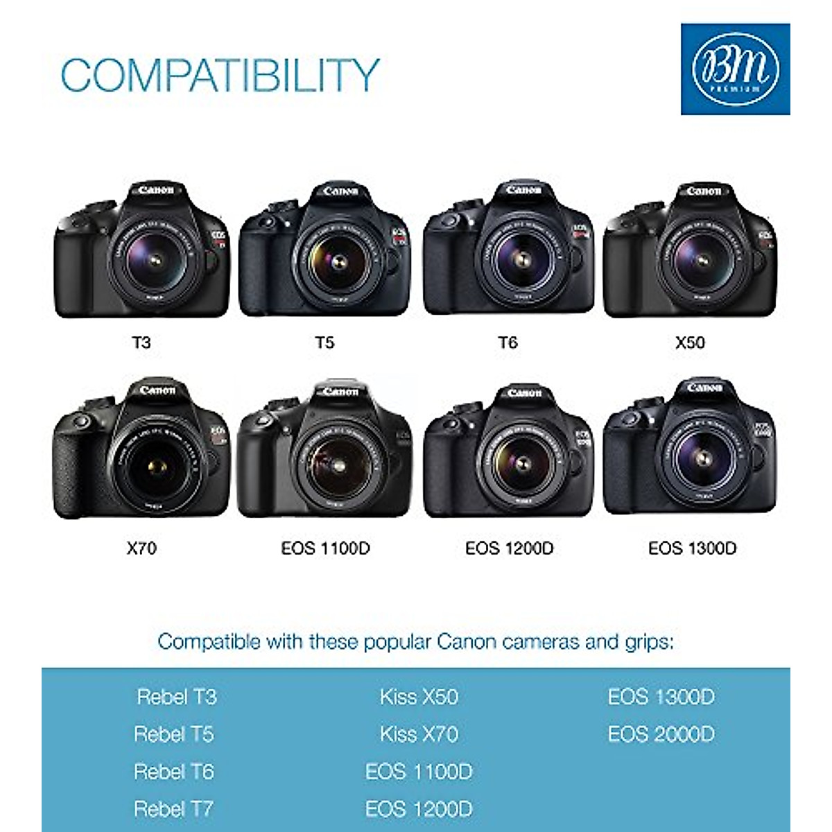 BM Premium LP-E10 Battery and Charger Kit for Canon EOS Rebel T3, T5, T6, T7, Kiss X50, Kiss X70, EOS 1100D, EOS 1200D, EOS 1300D, EOS 2000D Digital Camera