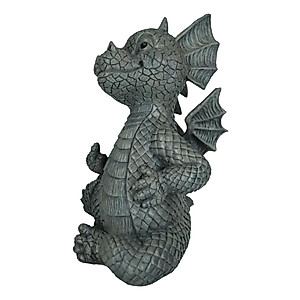 Ebros Keep Off Flip The Bird Rude Baby Dragon Sitting Statue 10" H Fairy Garden Faux Stone Resin Finish Guest Greeter Figurine