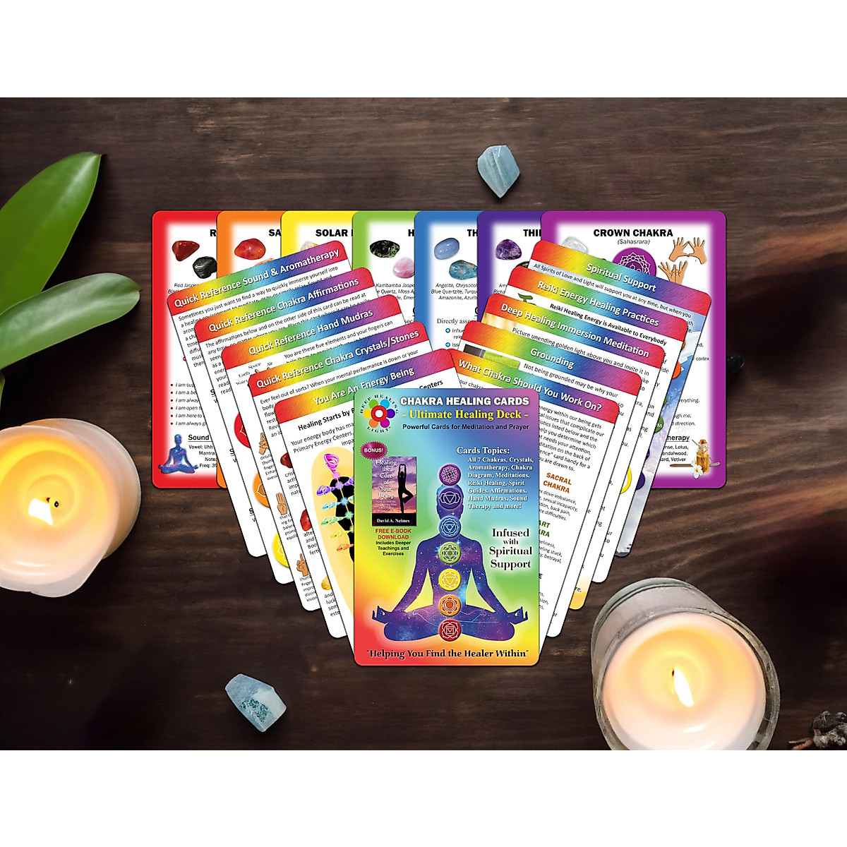 Deck of Chakra Healing Cards: Helps Restore and Balance Your Energy with Meditations, Affirmations, Chakras Chart, Aromatherapy, Essential Oils, Reiki Symbols, Hand Mudras - (19) 4"x6" 2-Sided Cards