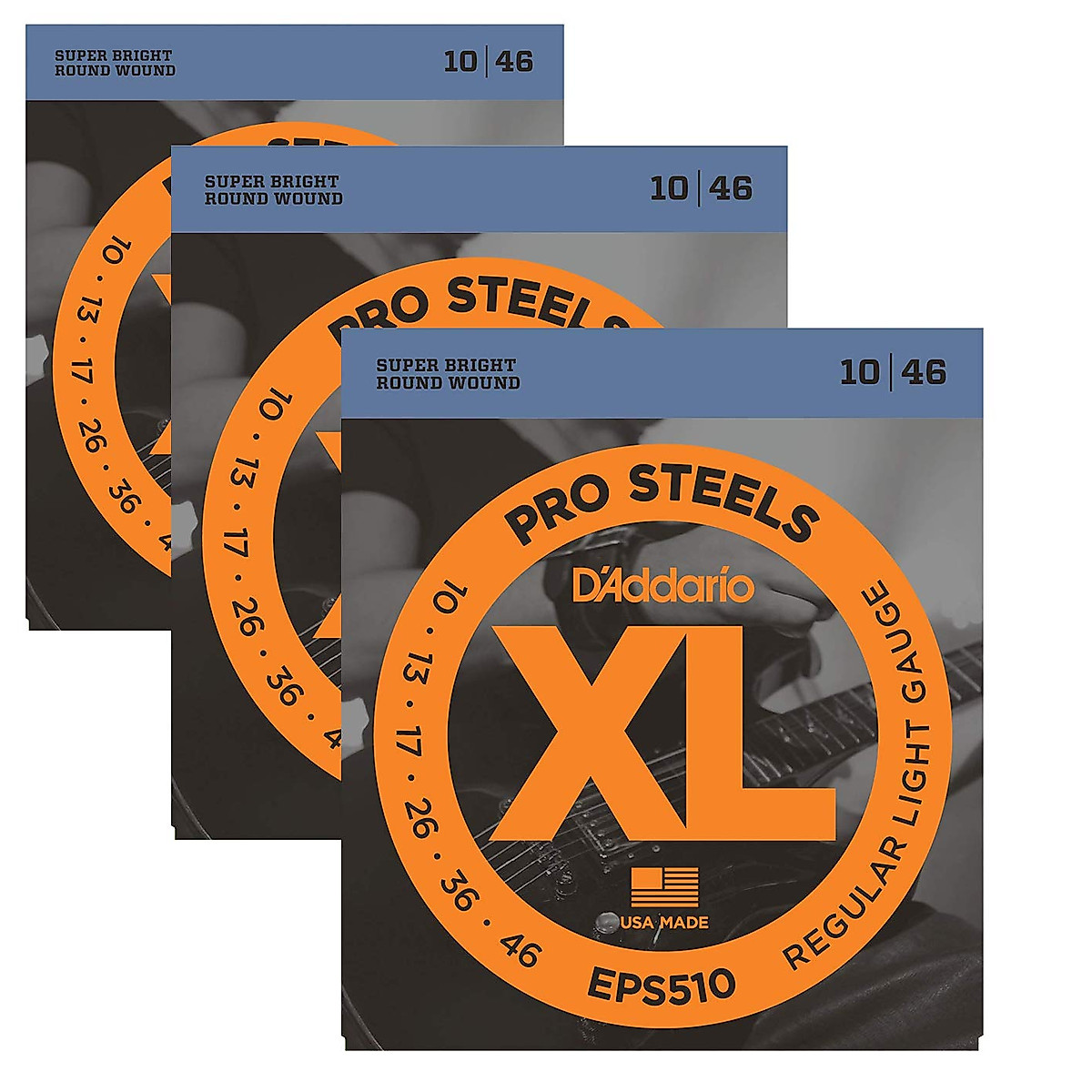 3 Pack | D'Addario Pro Steels Electric Guitar Strings | EPS510 | LIGHT