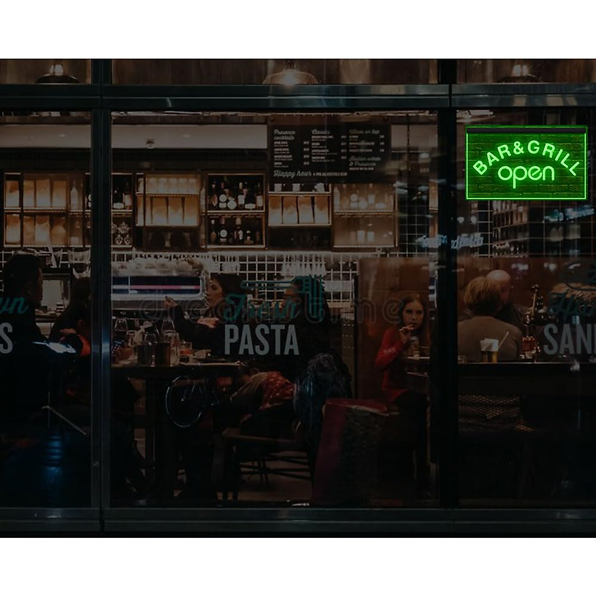 110023 Bar & Grill Open Cafe BBQ Restaurant Shop Store Display LED Light Neon Sign (21.5" X 12", 16 Colors By Remote)